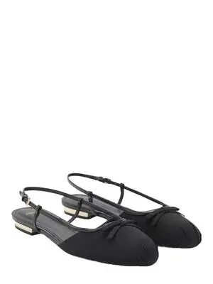 Mango Slingback Ballet Flats - Black