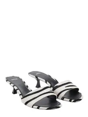 Mango Genuine Calf Hair Slide Sandal - White