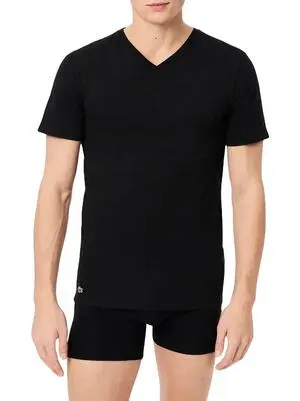 Lacoste 3-pack Cotton V-neck T-shirts - Black