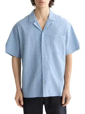 Scotch & Soda Macys Cross-stitch Camp Shirt - Faded Denim