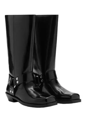 Mango Patent Engineer Boots - Black