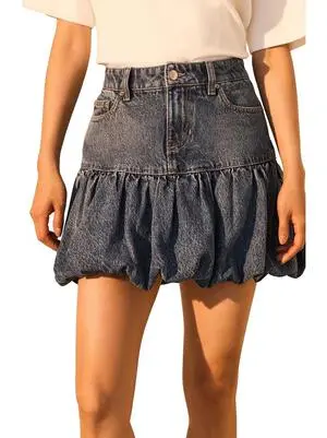 NEXT Puffball Denim Miniskirt - Blue