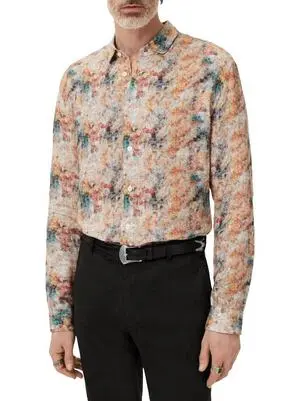 John Varvatos Luca Paint Pattern Button-up Shirt - Buttercup