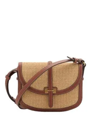 MANGO MANGO Canvas & Faux Leather Crossbody Bag