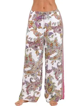 L'Agence Geraldine Printed Wide Leg Pants - White Multi