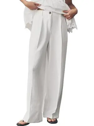 NEXT Elasticized Back Wide Leg Trousers - White