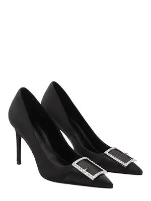 Mango Buckle Pointed Toe Pumps - Black