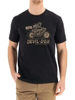 DEVIL-DOG DUNGAREES Live Fast Graphic T-shirt - Dark Grey