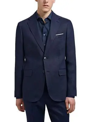 Mango MANGO Slim Fit Linen Sport Coat Dark Navy