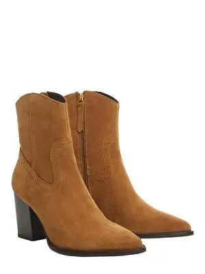 Mango Western Style Zip Boots - Tobacco Brown