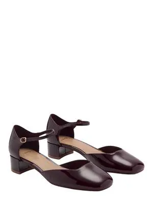 Mango Block Heel D'orsay Pumps - Burgundy