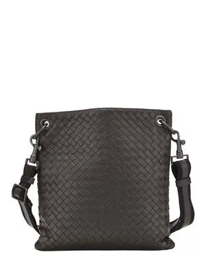 Bottega Veneta Intrecciato Leather Flat Messenger Bag - Brown