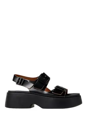 Camper Flat Sandal - Black