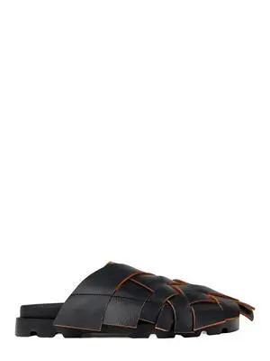 Camper Woven Leather Slides - Black