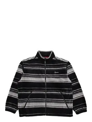 Supreme Stripe Zip Up Fleece Jacket - Black