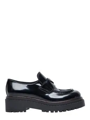 Prada Brushed Leather Platform Loafer - Black