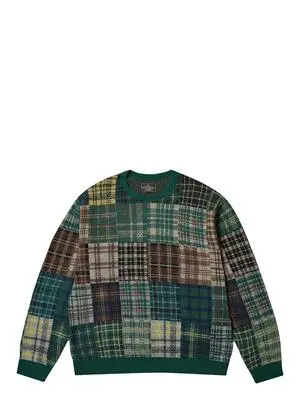 PALACE X Beams Plus Patchwork Crew Knit - Green
