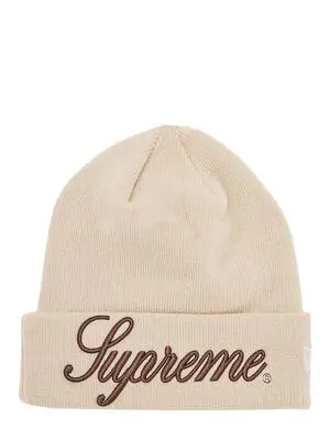 Supreme New Era Script Beanie - Cream
