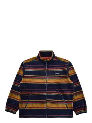 Supreme Stripe Zip Up Fleece Jacket - Blue