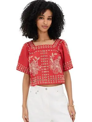 Rails Laine Embroidered Top - Terracotta