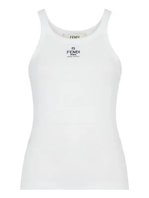 Fendi Slim-Fit Sleeveless Top White