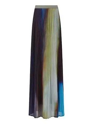 LEEM Ombre-print Pleated Maxi Skirt - Multi-coloured