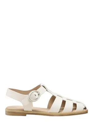 STUART WEITZMAN Villa Leather Fisherman Sandals - White
