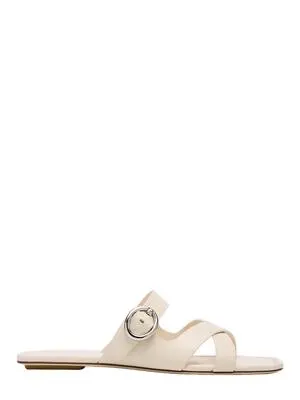 STUART WEITZMAN Villa Leather Slide Sandals - Offwht
