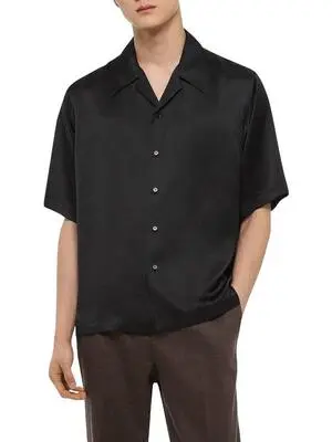 Helmut Lang Boxy Silk Camp Shirt - Black