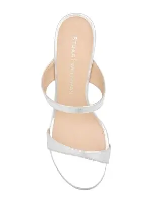 STUART WEITZMAN Nudist Metallic Slide Sandals - Silver