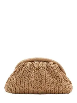 MANGO Natural Fiber MANGO Clutch With Removable Chain Strap