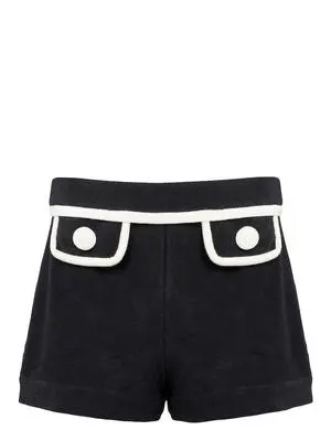 ADRIANA DEGREAS High-rise Cotton-blend Terry Shorts - Black