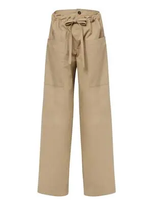 TOD'S Cotton Poplin Wide-leg Pants - Beige