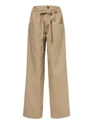 TOD'S Cotton Poplin Wide-leg Pants - Beige