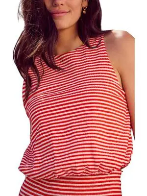 NEXT Sleeveless Striped Bubble Hem Cotton Top