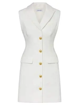 Veronica Beard Fairfax Linen-blend Minidress - White