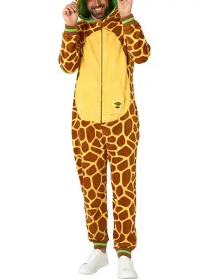 Opposuits Giraffe Hooded Fleece Jumpsuit Costume - Beige