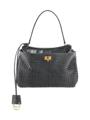Balenciaga Small Rodeo Croc Embossed Top Handle Bag Volcanic Rock