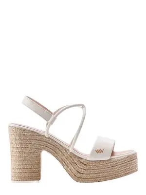 VISCATA Elia Leather Espadrille Platform Heels Ivory
