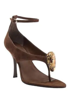 Jeffrey Campbell Bronzite Ankle Strap Sandal - Brown Suede