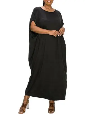 L I V D Sasha Knit Kaftan Dress - Black