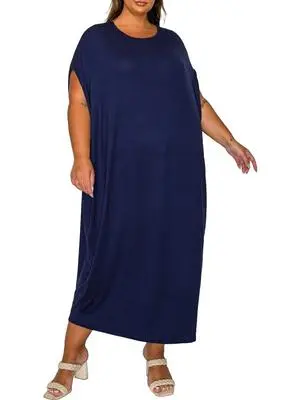 L I V D Sasha Knit Kaftan Dress - Navy