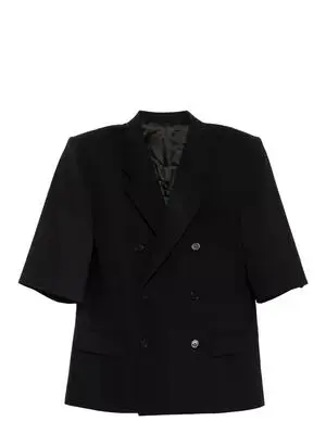 ALAINPAUL 3/4-sleeve Double-breasted Blazer - Black