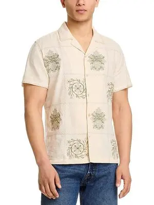 Rails Clairo Quilt Squares Short Sleeve Shirt - Cream Quilt Squares
