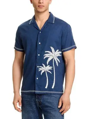 Rails Gibson Embroidered Palm Short Sleeve Shirt - Navy White Palm