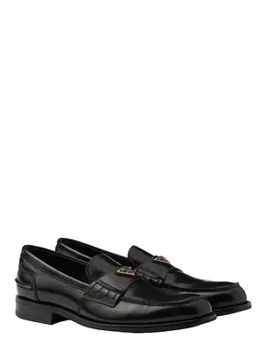 Prada Brushed Leather Loafers Black