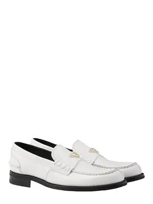 Prada Brushed Leather Loafers White