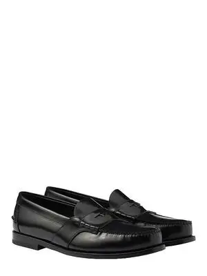 Prada Brushed Leather Loafers - Black