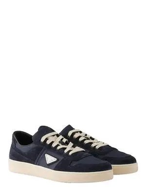 Prada Downtown Re-nylon And Suede Sneakers - Blue