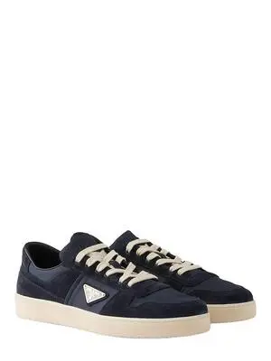 Prada Downtown Re-nylon And Suede Sneakers - Blue
